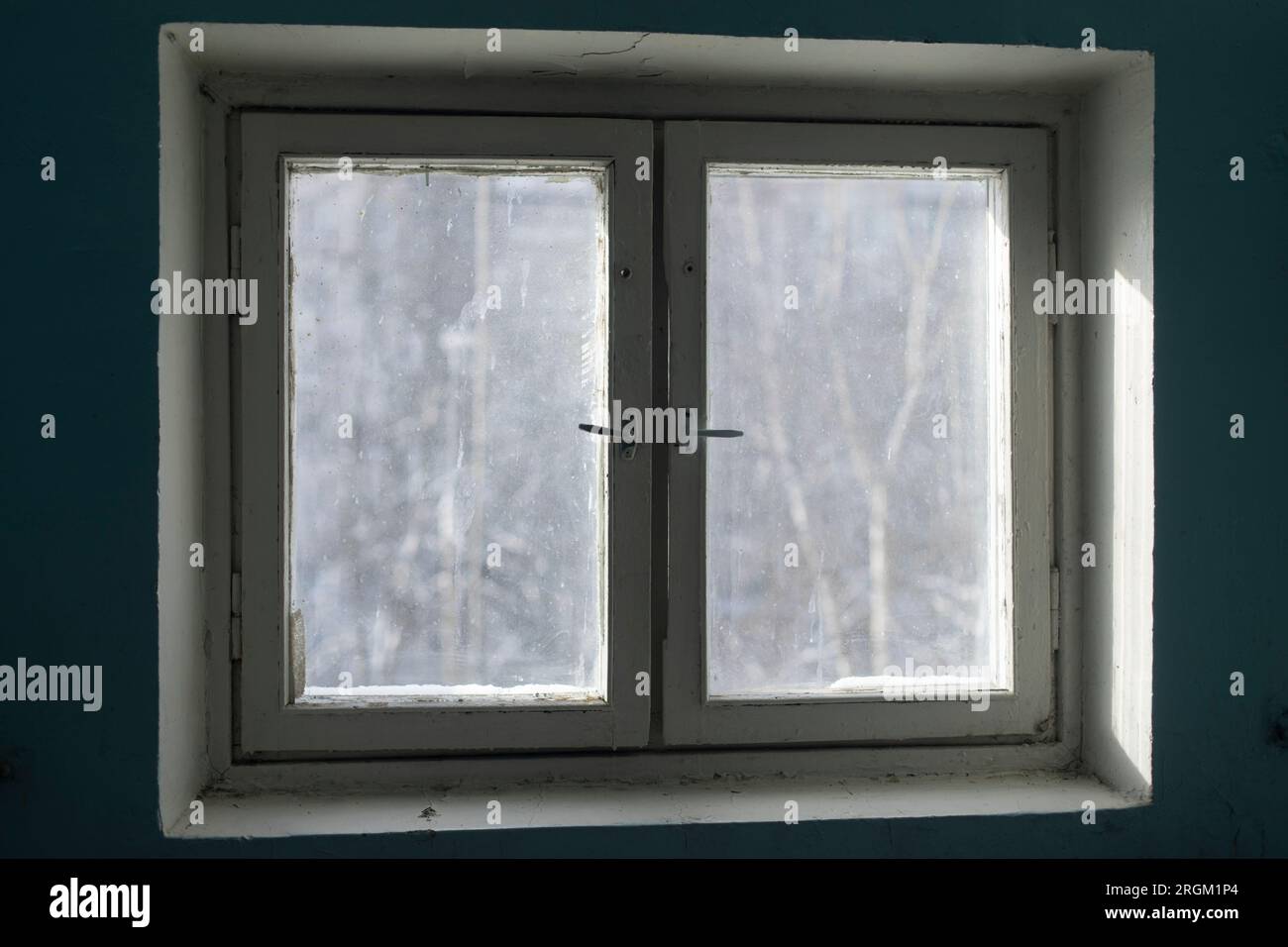Window in building. Interior of building in detail. Window frame from ...