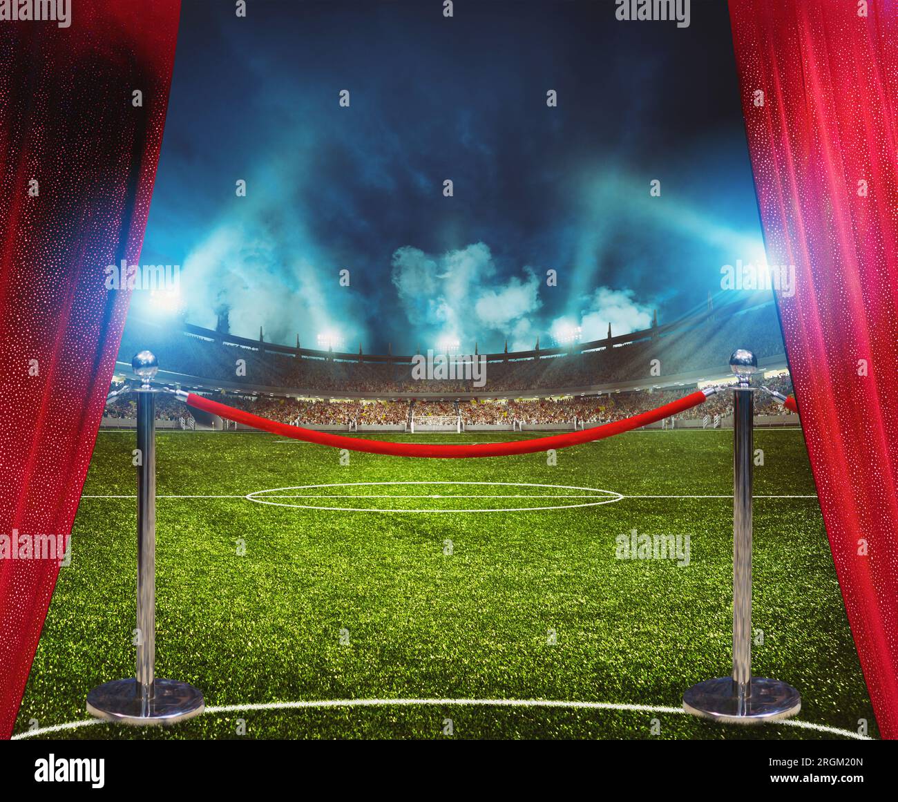 Football stadium with losed event of VIP soccer match delimited by ...