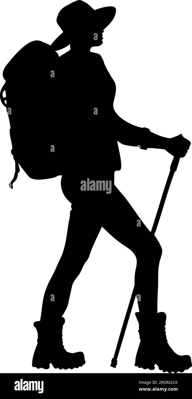 Woman Hiker silhouette. Vector illustration Stock Vector Image & Art ...