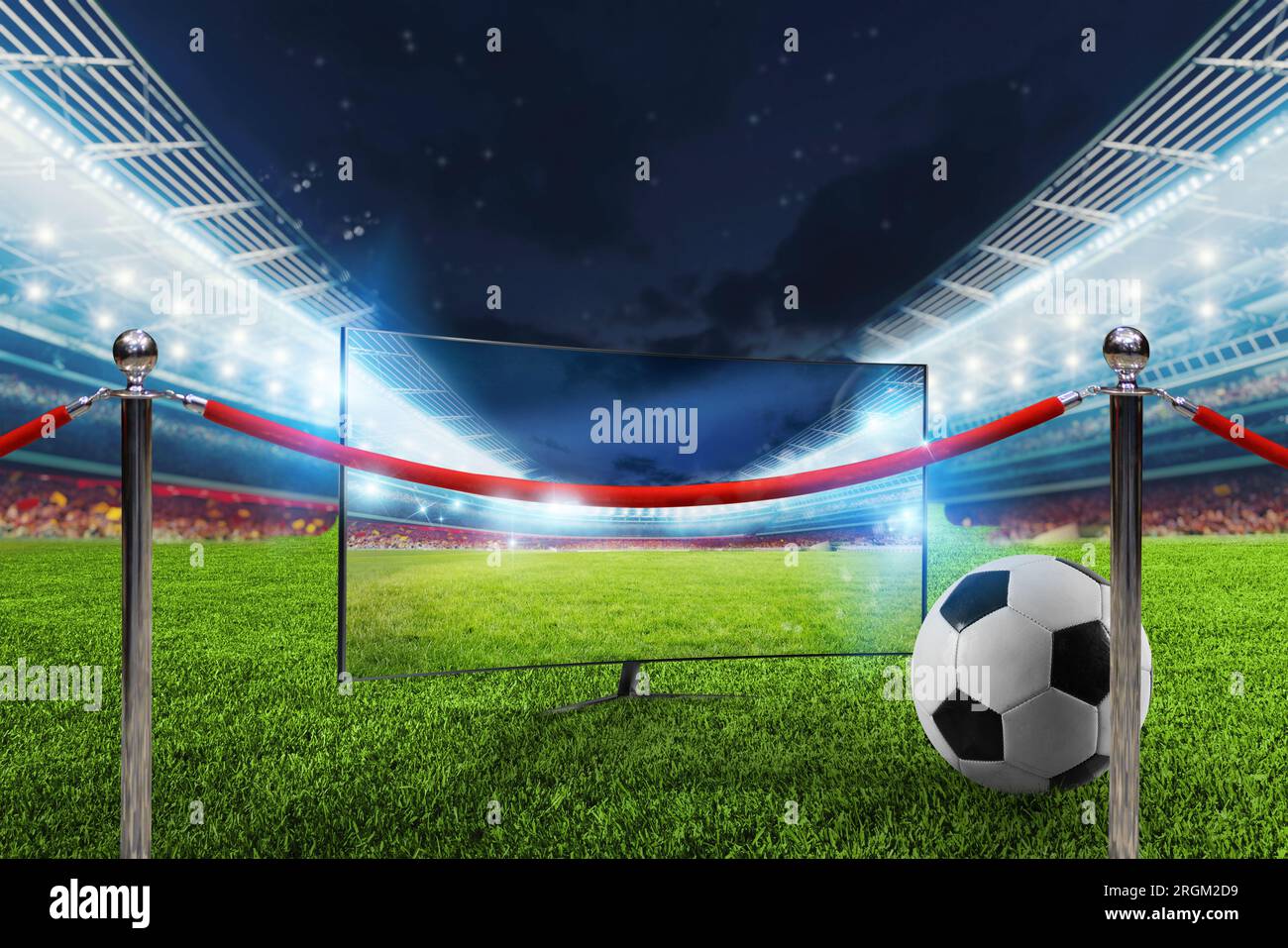 Football stadium with losed event of VIP soccer match delimited by ...