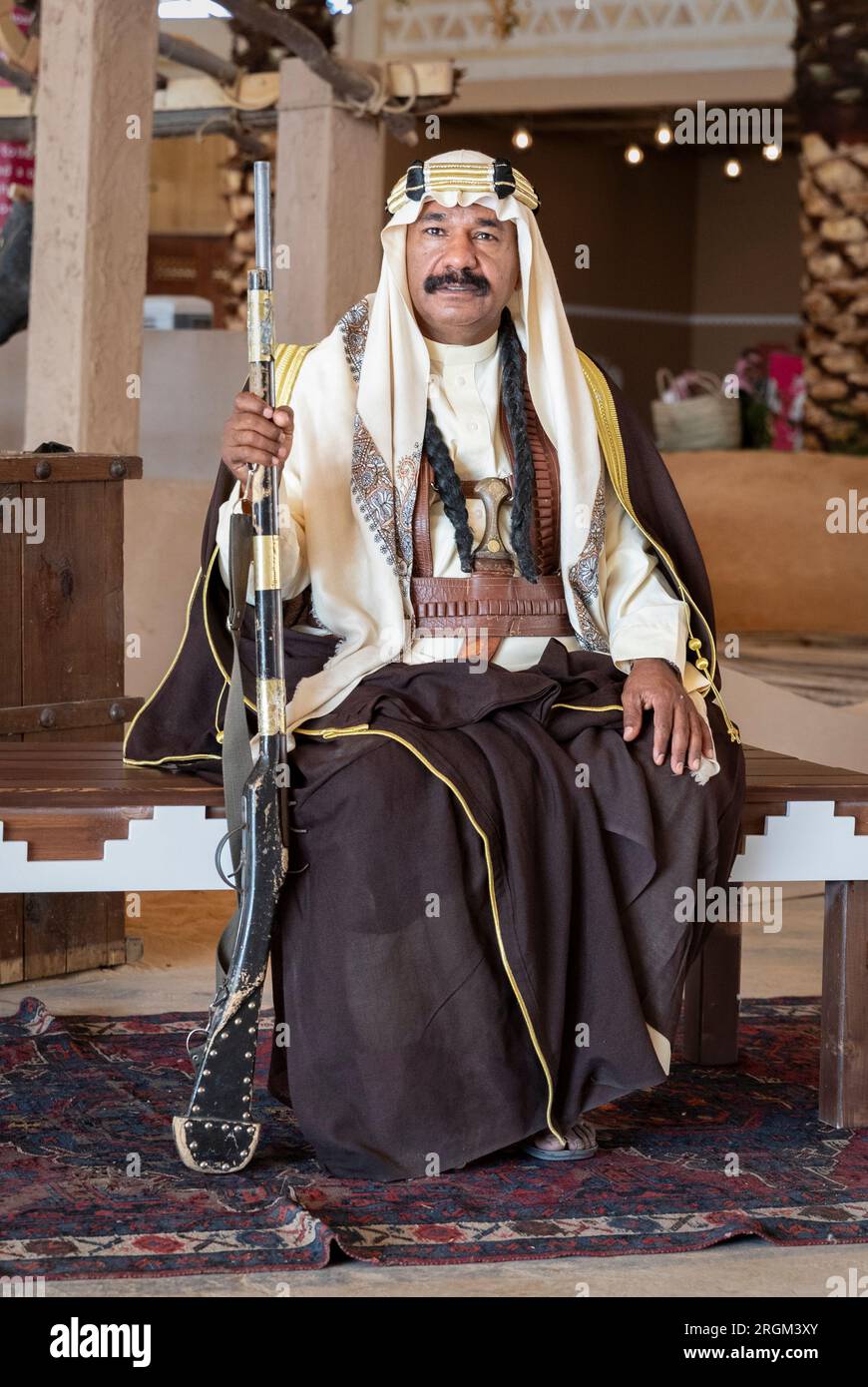 Buraydah, Saudi Arabia, 4th August 2023: portrait of a traditionally ...