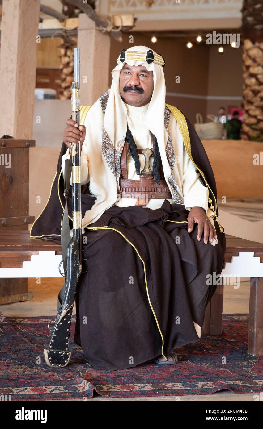 Buraydah, Saudi Arabia, 4th August 2023: portrait of a traditionally ...