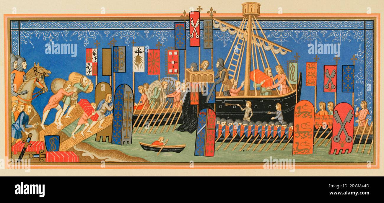 Departure of a boat for the crusades hi-res stock photography and ...