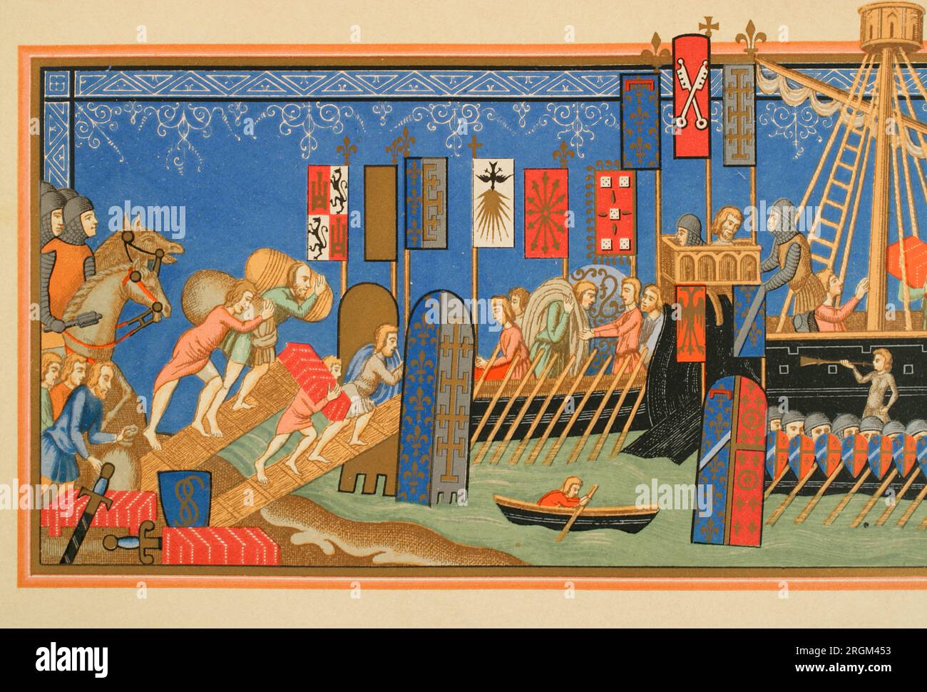 Crusades. Embarkation of knights of the Order of the Holy Spirit to the ...