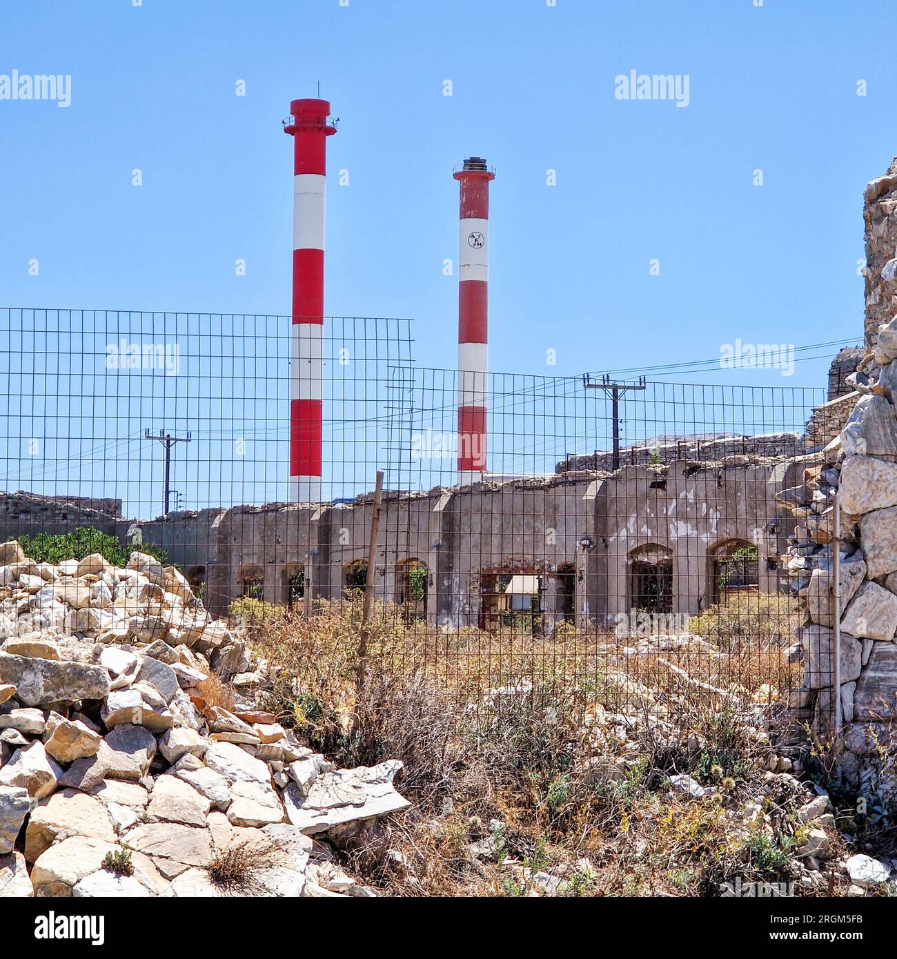 Electric power plant, Ermopouli, Syros Island, Greece, Southern Europe ...