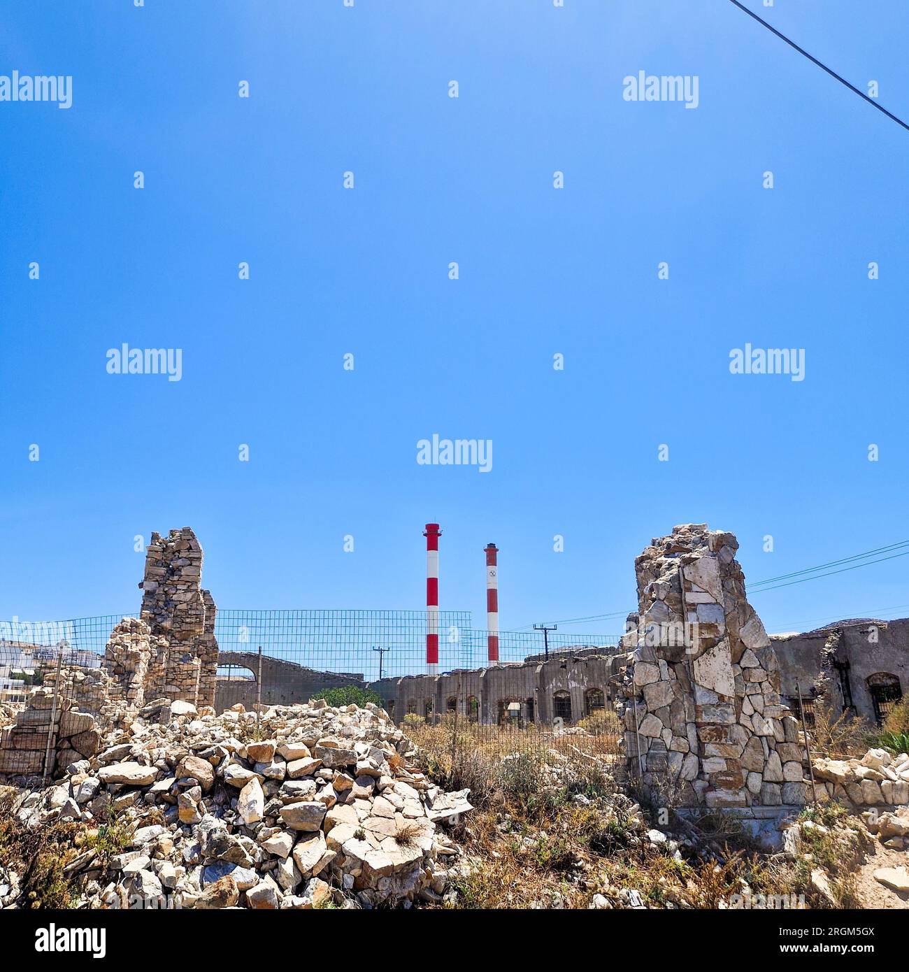 Electric power plant, Ermopouli, Syros Island, Greece, Southern Europe ...