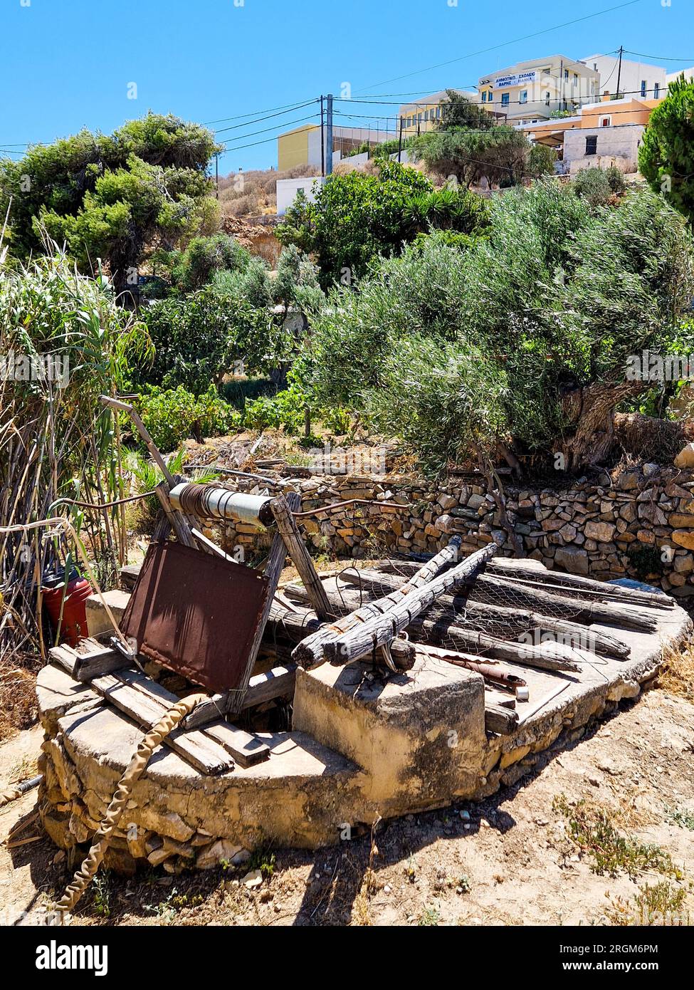 Water management, ancient artesian pit, Syros island, Greece, Southern ...