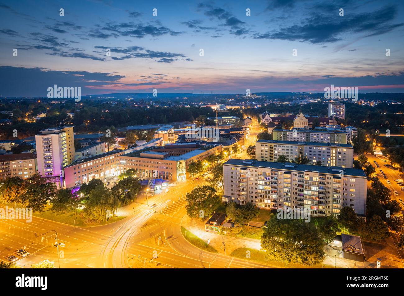 Aerial View of Chemnitz at Night, Germany Stock Photo - Alamy