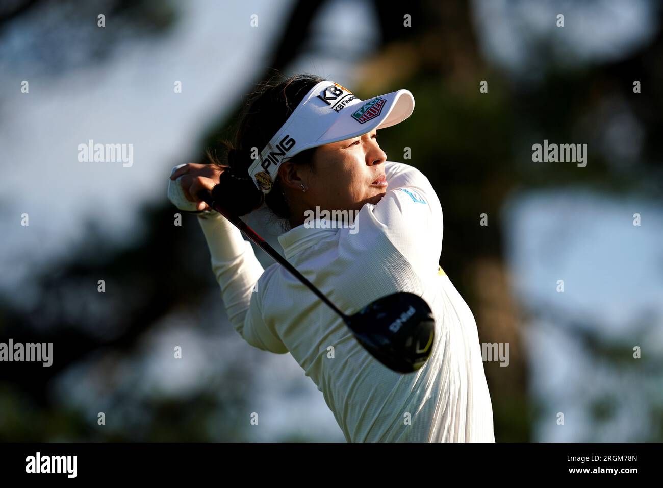 Korea's In Gee Chun tees off the 18th during day one of the 2023 AIG ...