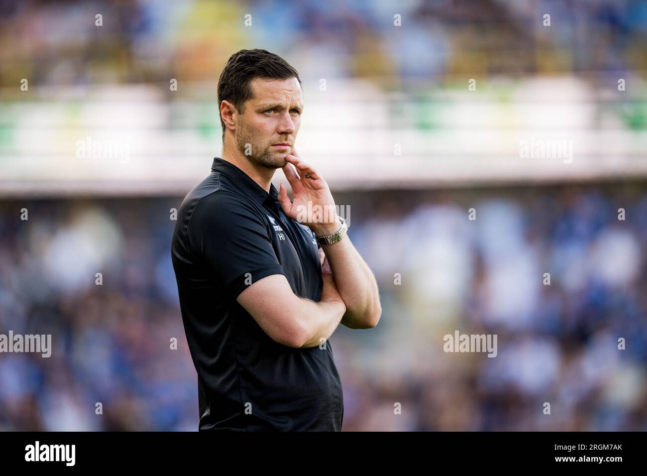 Brugge, Belgium. 10th Aug, 2023. KA Akureyri's head coach Hallgrimur ...
