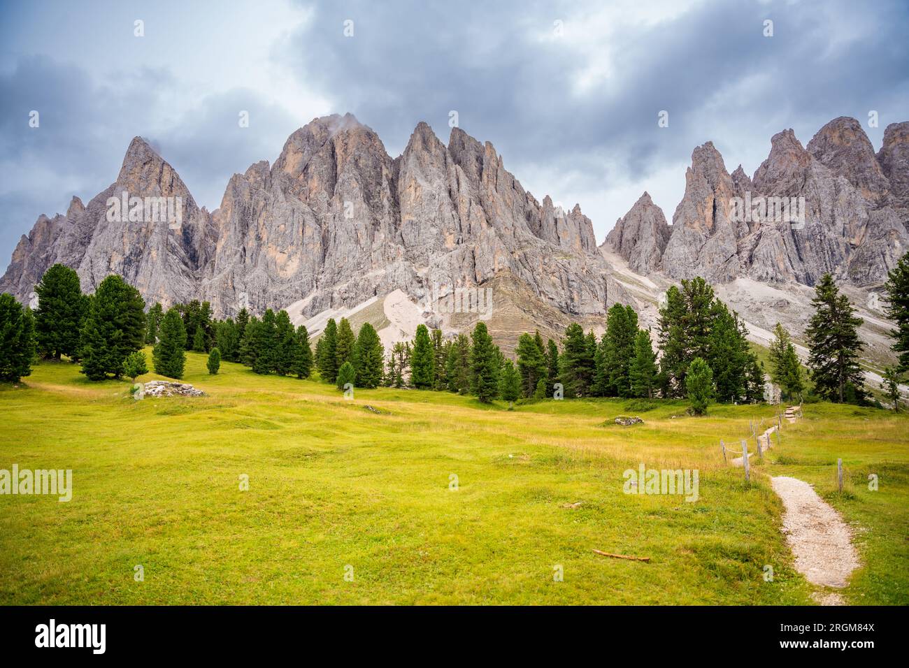 Dolomite landscape in Puez Odle Nature Park - view from alpine plateau ...