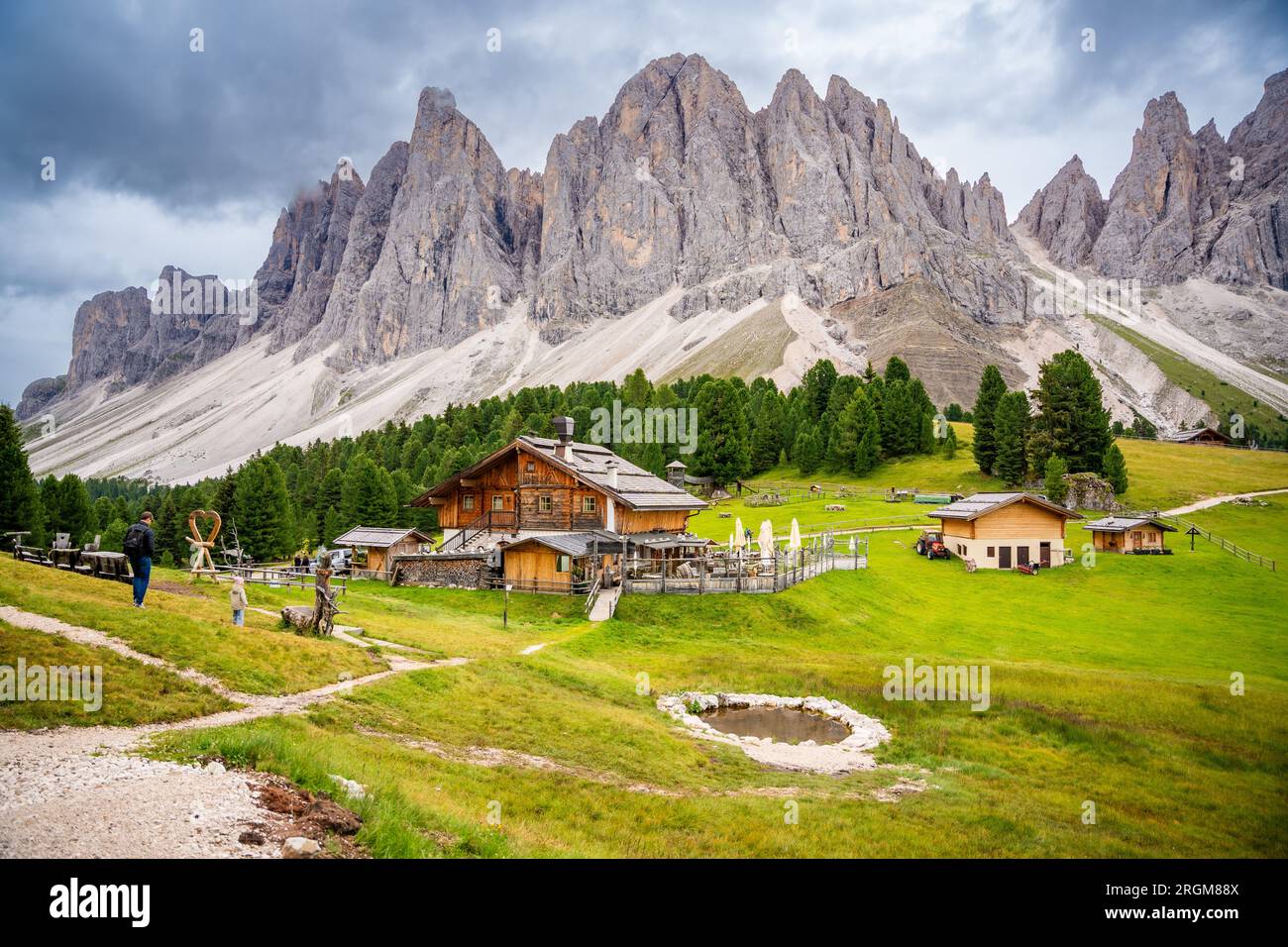 Dolomite landscape in Puez Odle Nature Park - view from alpine plateau ...