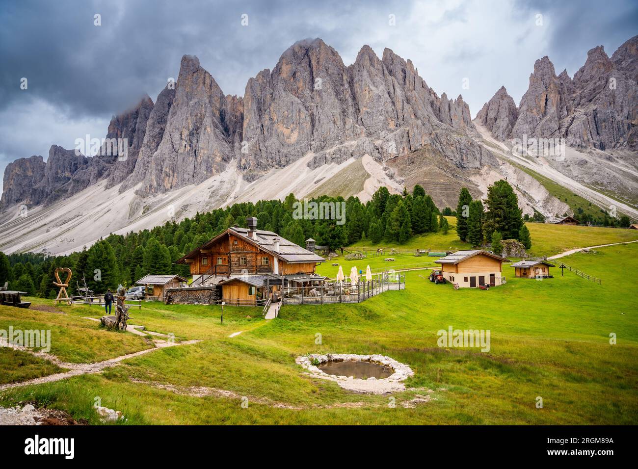 Dolomite landscape in Puez Odle Nature Park - view from alpine plateau ...