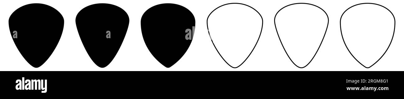 Collection of guitar pick icons. Flat and line art style. Vector ...