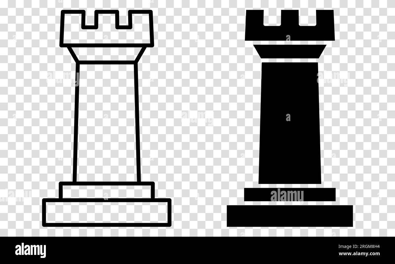 Chess rook icons. Flat and line art style. Vector illustration isolated ...