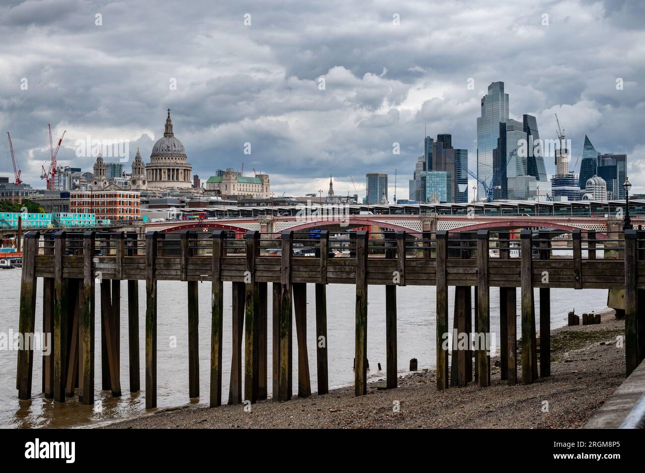 Famous landmarks on the bank of London UK Stock Photo - Alamy