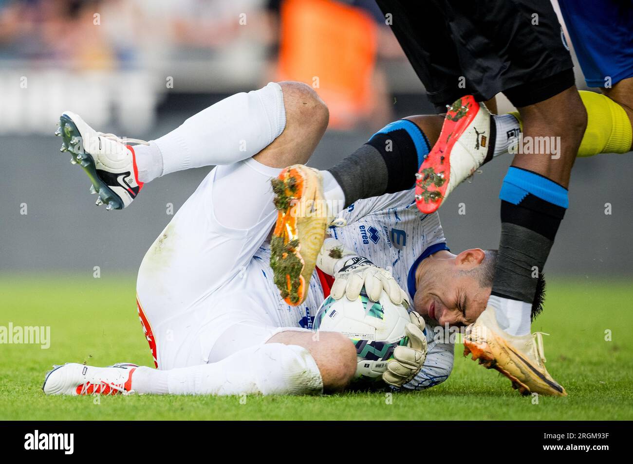 Brugge, Belgium. 10th Aug, 2023. KA Akureyri's goalkeeper Kristijan ...