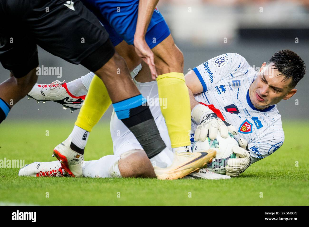 Brugge, Belgium. 10th Aug, 2023. KA Akureyri's goalkeeper Kristijan ...