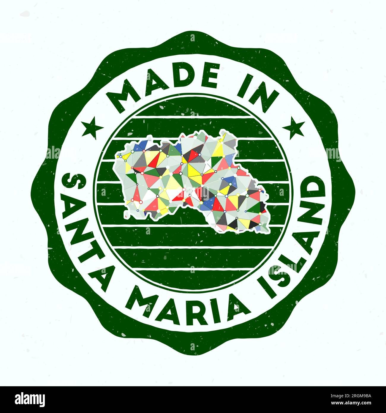 Made In Santa Maria Island. Round stamp. Seal of Santa Maria Island ...