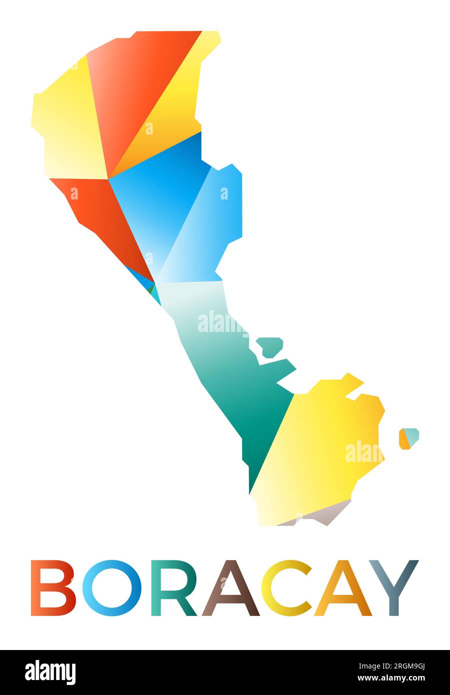 Bright colored Boracay shape. Multicolor geometric style island logo ...