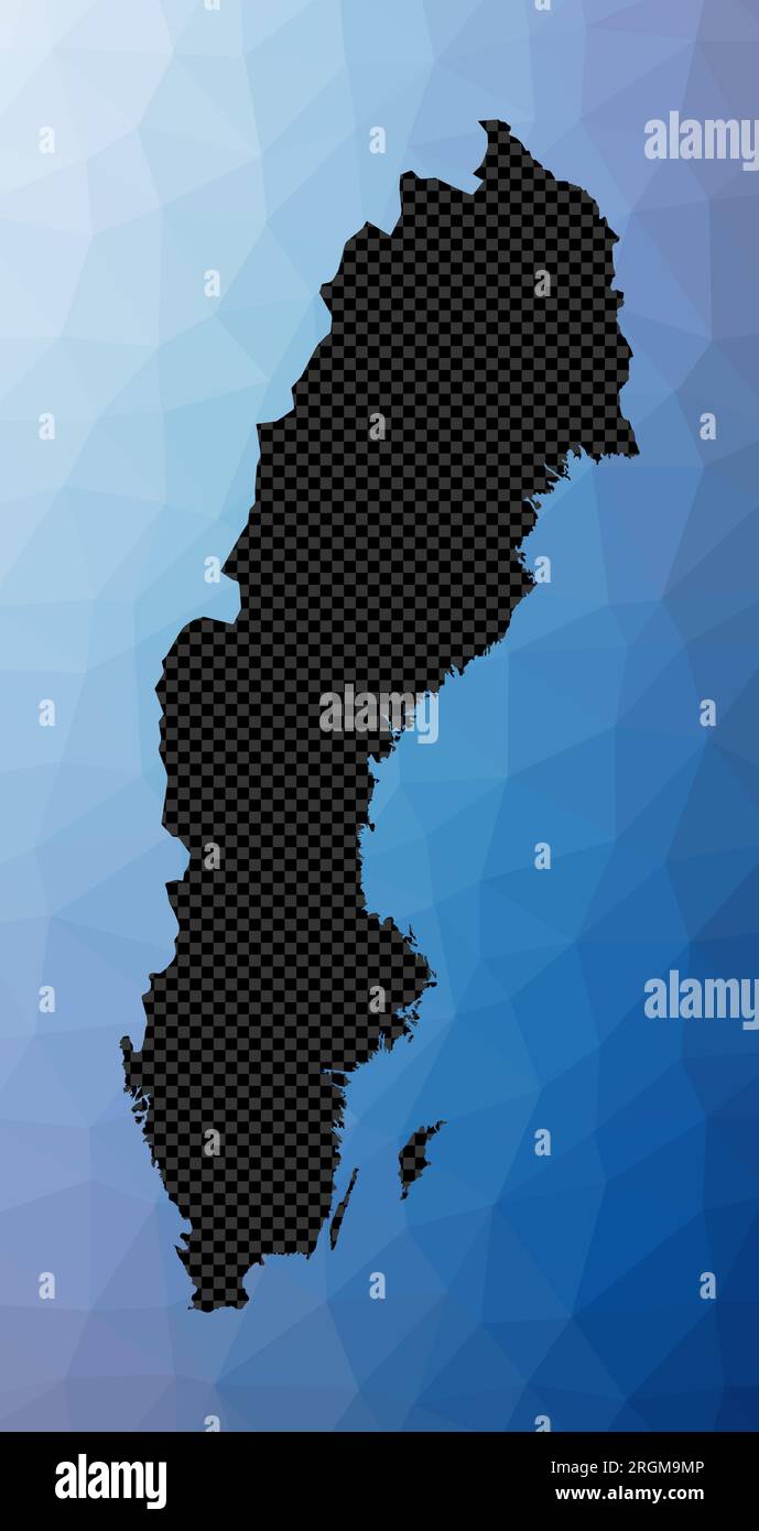 Sweden geometric map. Stencil shape of Sweden in low poly style ...