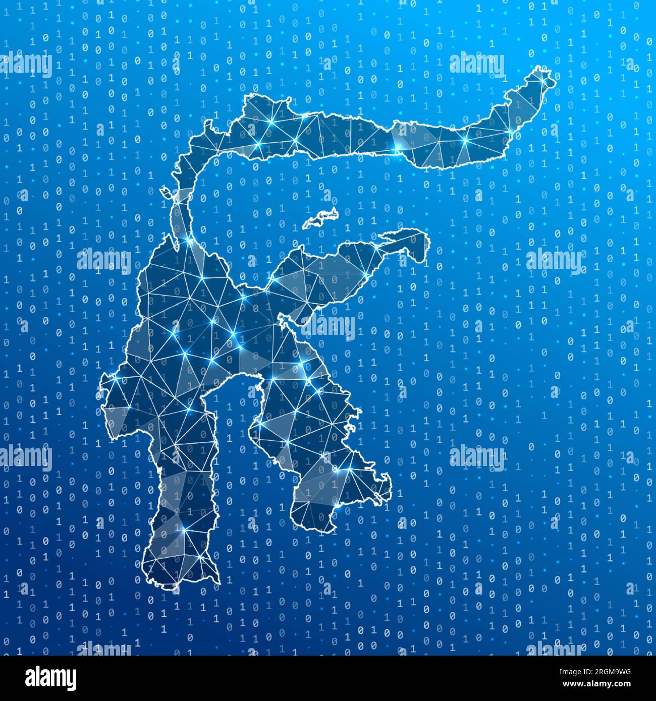 Network map of Sulawesi. Island digital connections map. Technology ...