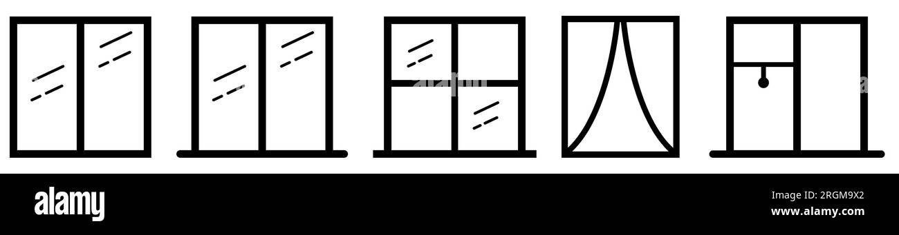 Window icon set. Vector illustration isolated on white background Stock ...