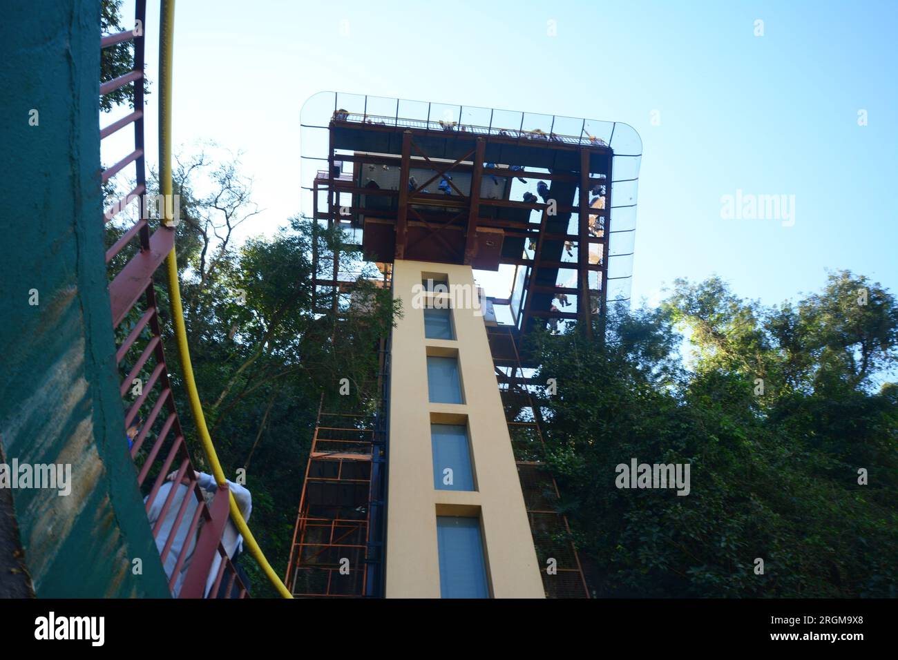 Bottom view of the panoramic elevator platform of the Iguazu Falls with ...