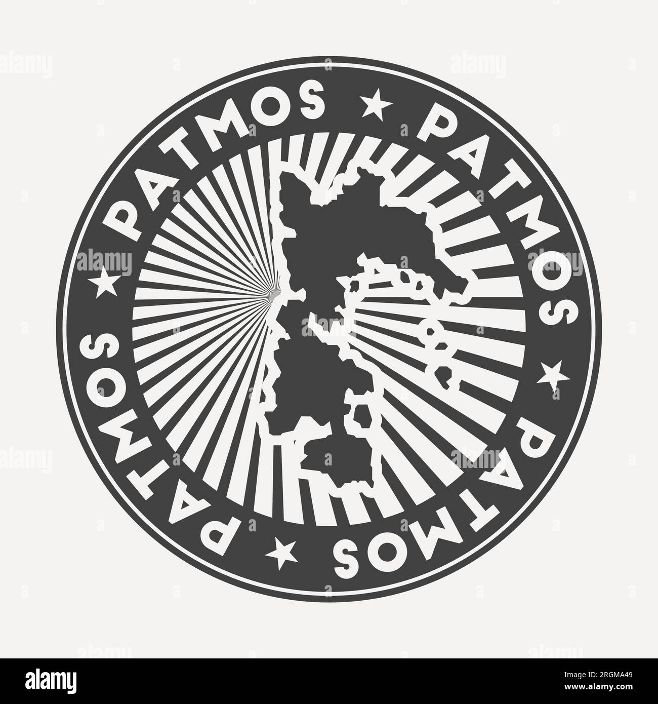Patmos round logo. Vintage travel badge with the circular name and map ...