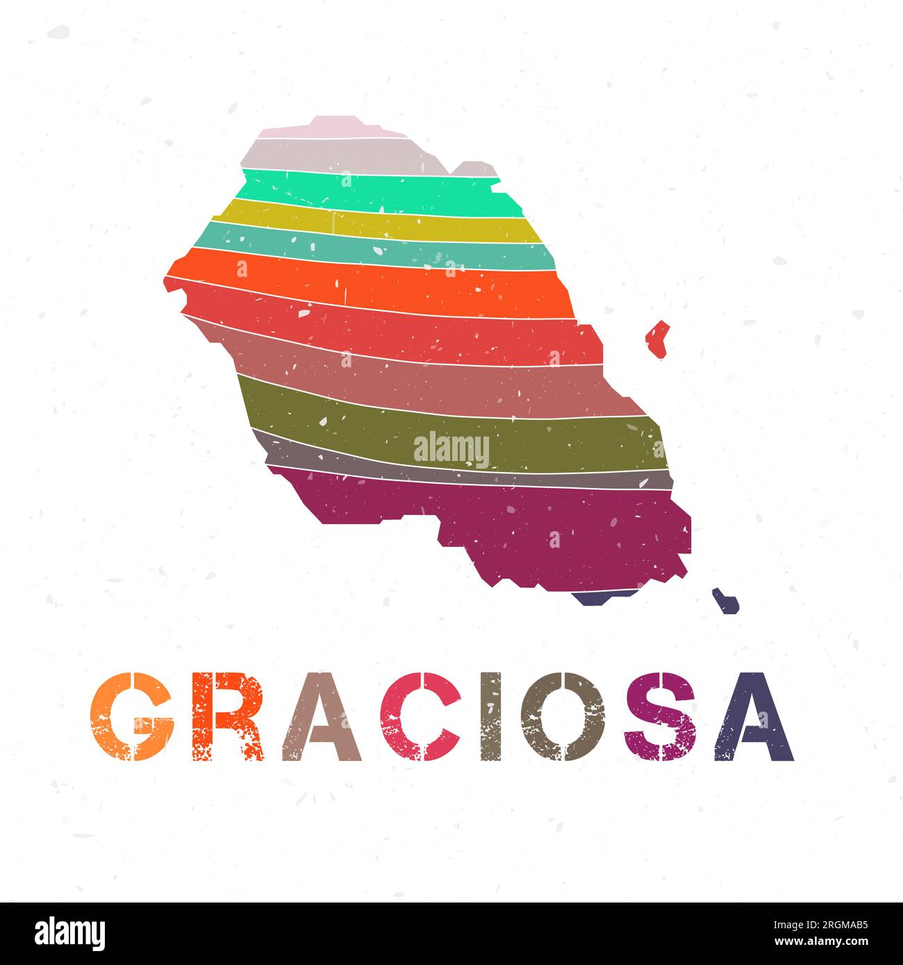 Graciosa map design. Shape of the island with beautiful geometric waves ...