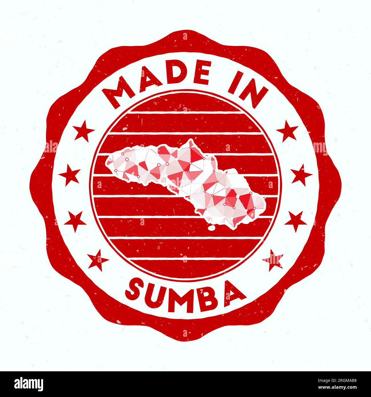 Made In Sumba. Island round stamp. Seal of Sumba with border shape ...