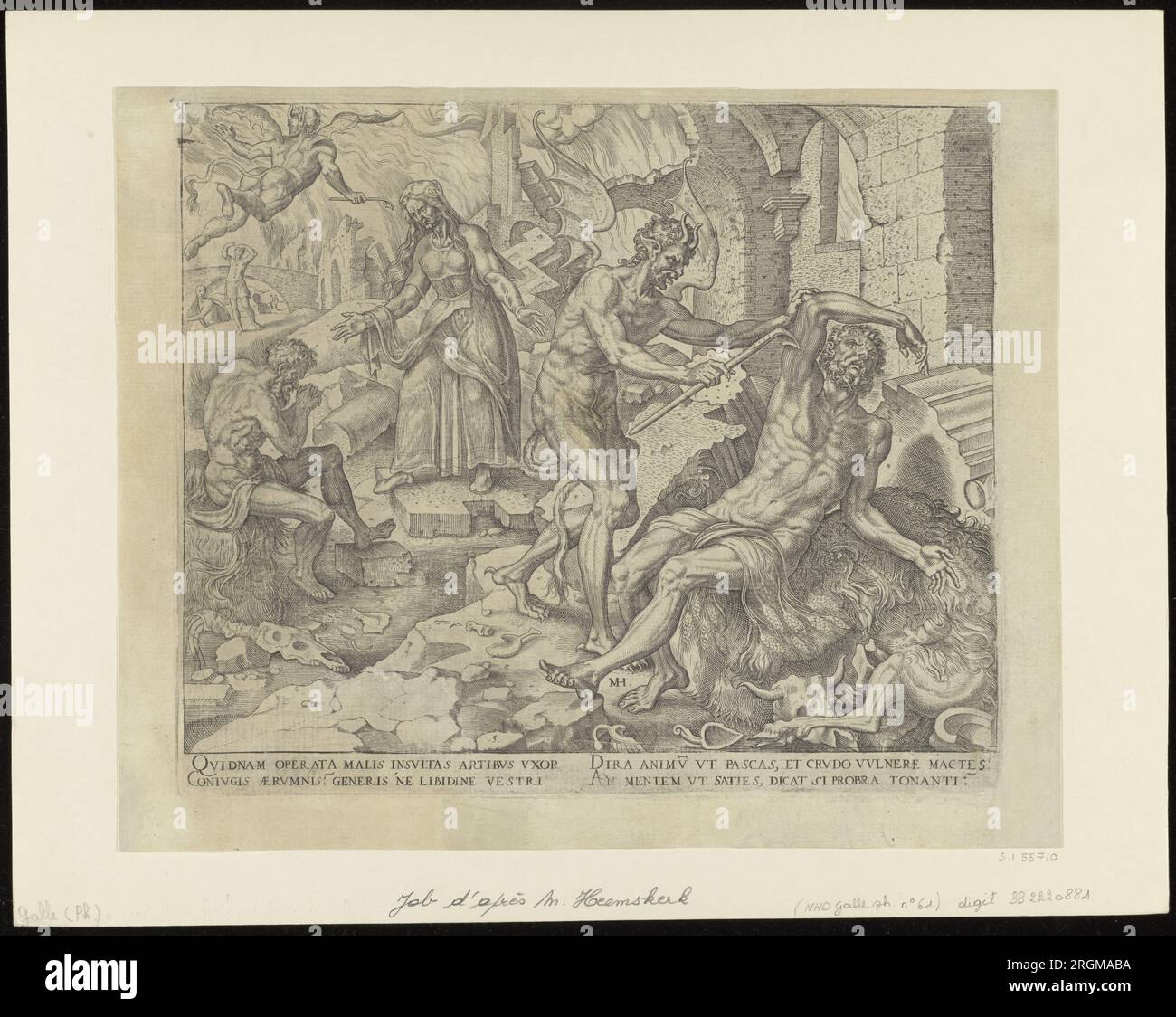 Satan Smiting Job With Boils 1563 by Maarten van Heemskerck Stock Photo ...
