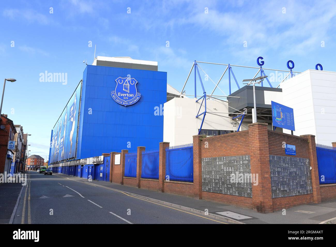 The view along Goodison Road outside Goodison Park, England. Goodison ...