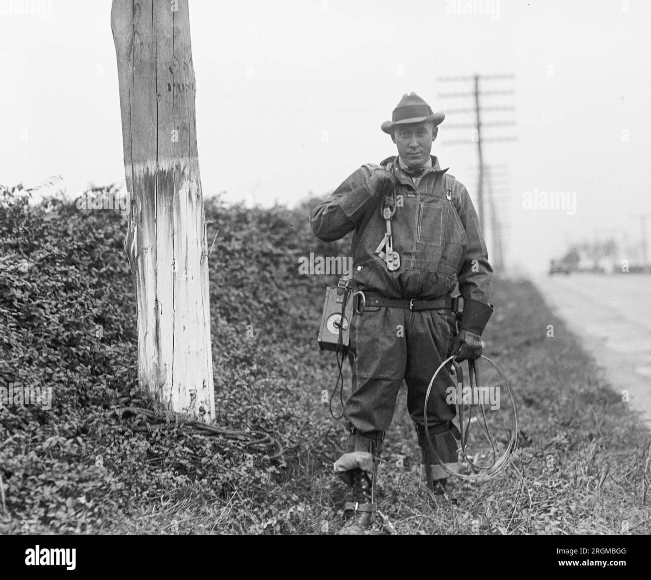 A C&P Telelphone Company Lineman posing for a photo ca. 1929 Stock ...
