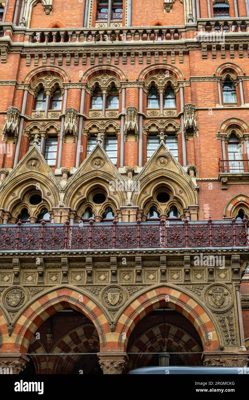 Architectural details, St Pancras Renaissance London Hotel, Euston Road ...