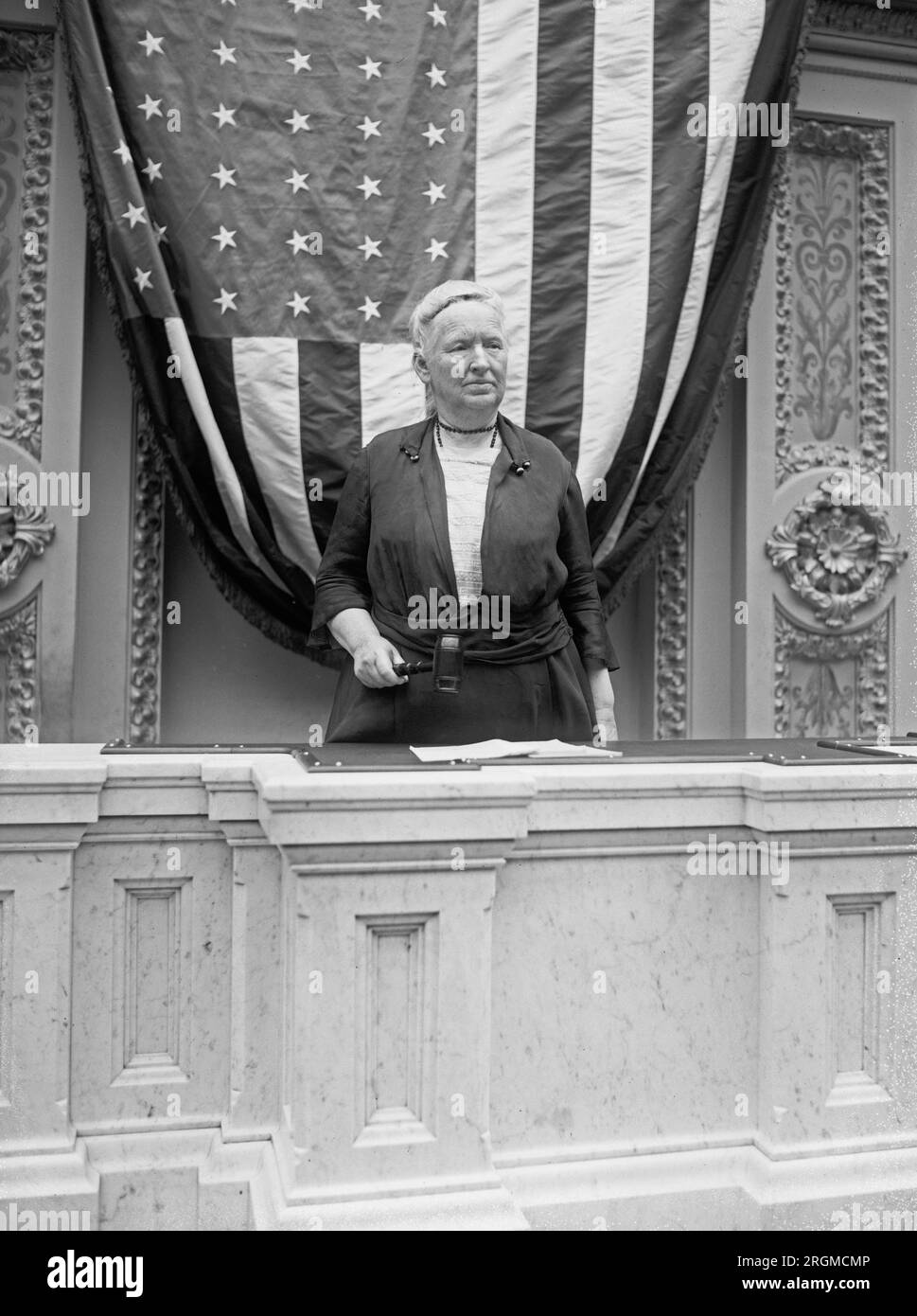 Miss Alice Robertson holding a gavel ca. 1921 Stock Photo - Alamy