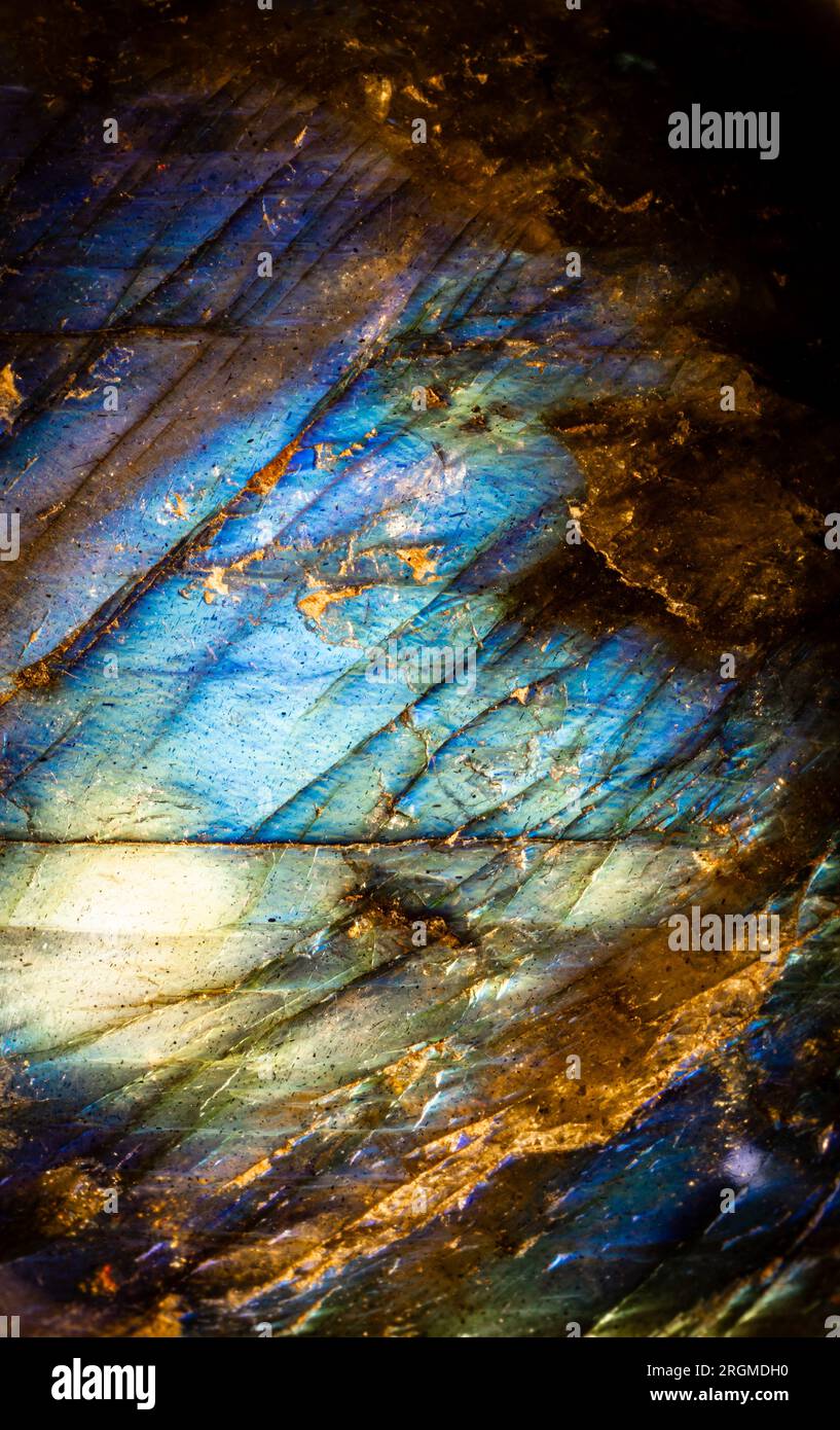 This is a macro photo of a colorful labradorite stone. I used special ...