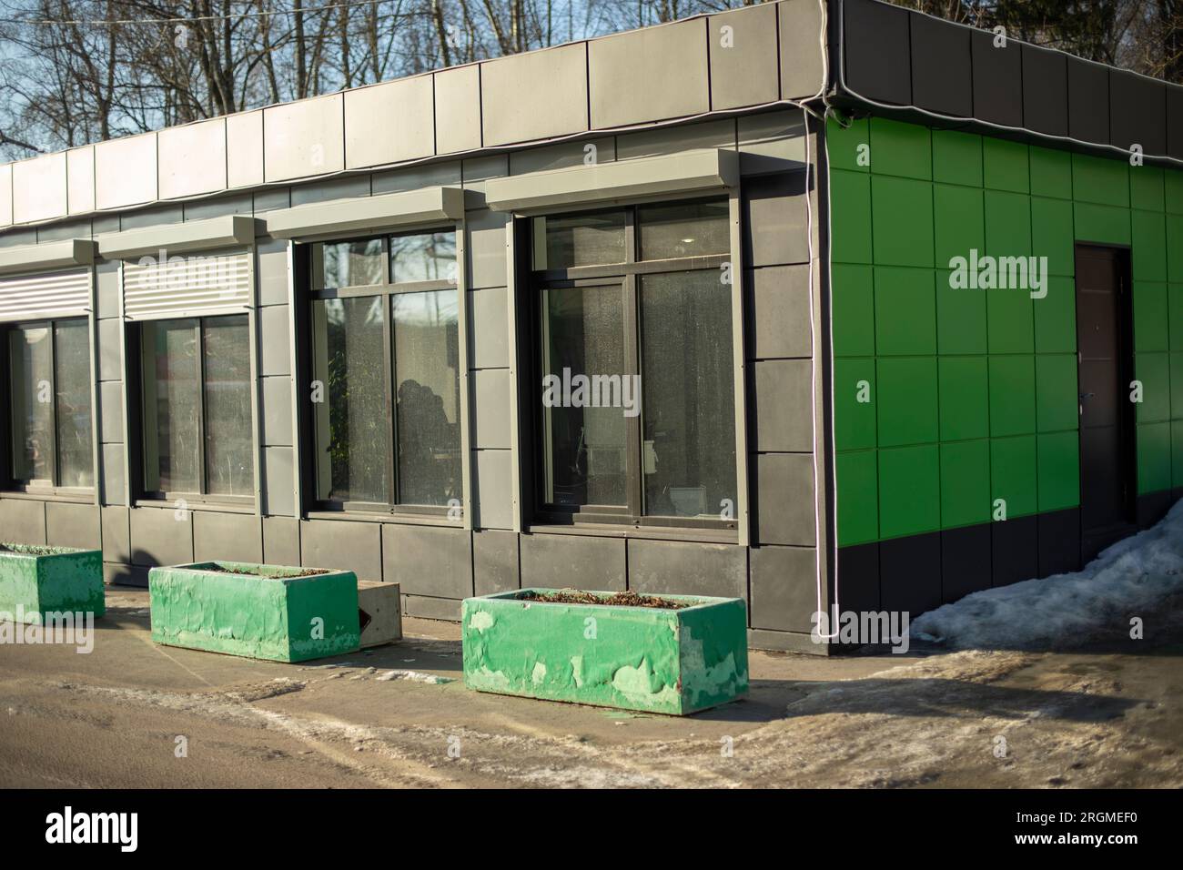 Sales office from developer. One-storey building. Small office with ...