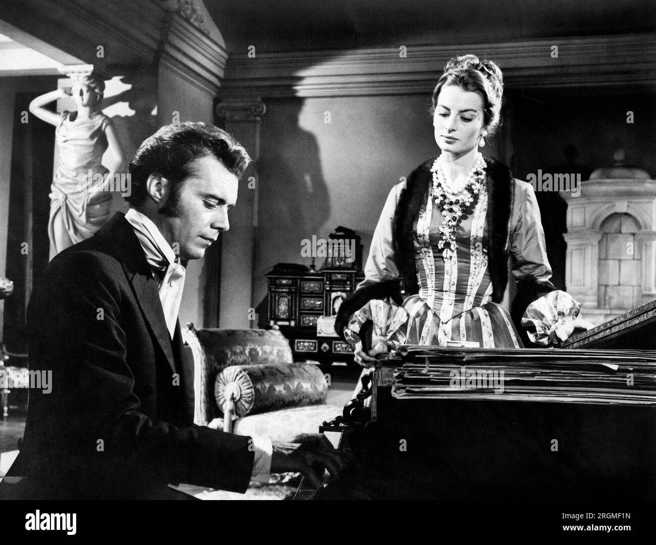 Dirk Bogarde, Capucine, on-set of the Film, "Song Without End ...