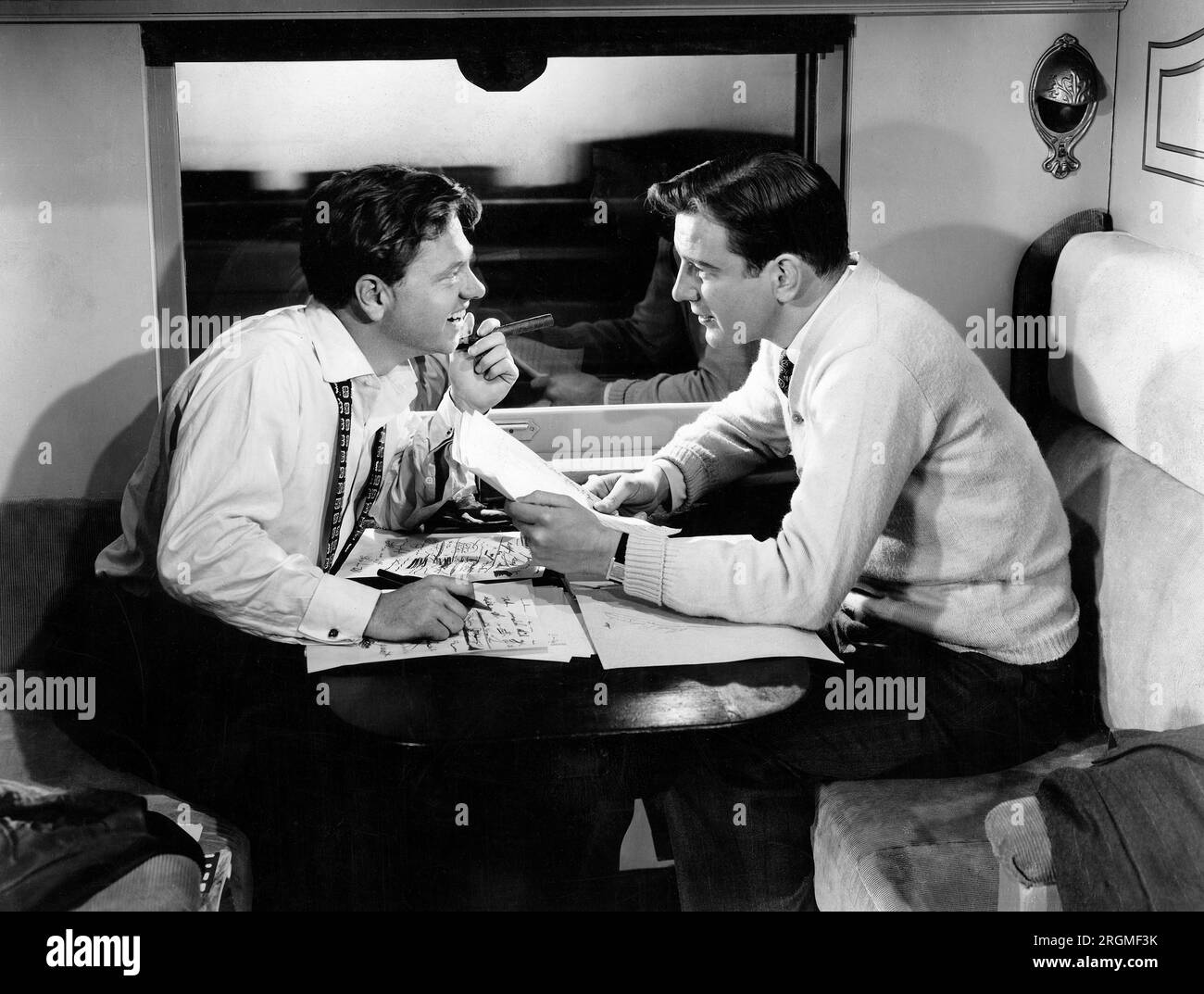 Mickey Rooney, Tom Drake, on-set of the Film, "Words and Music", MGM ...