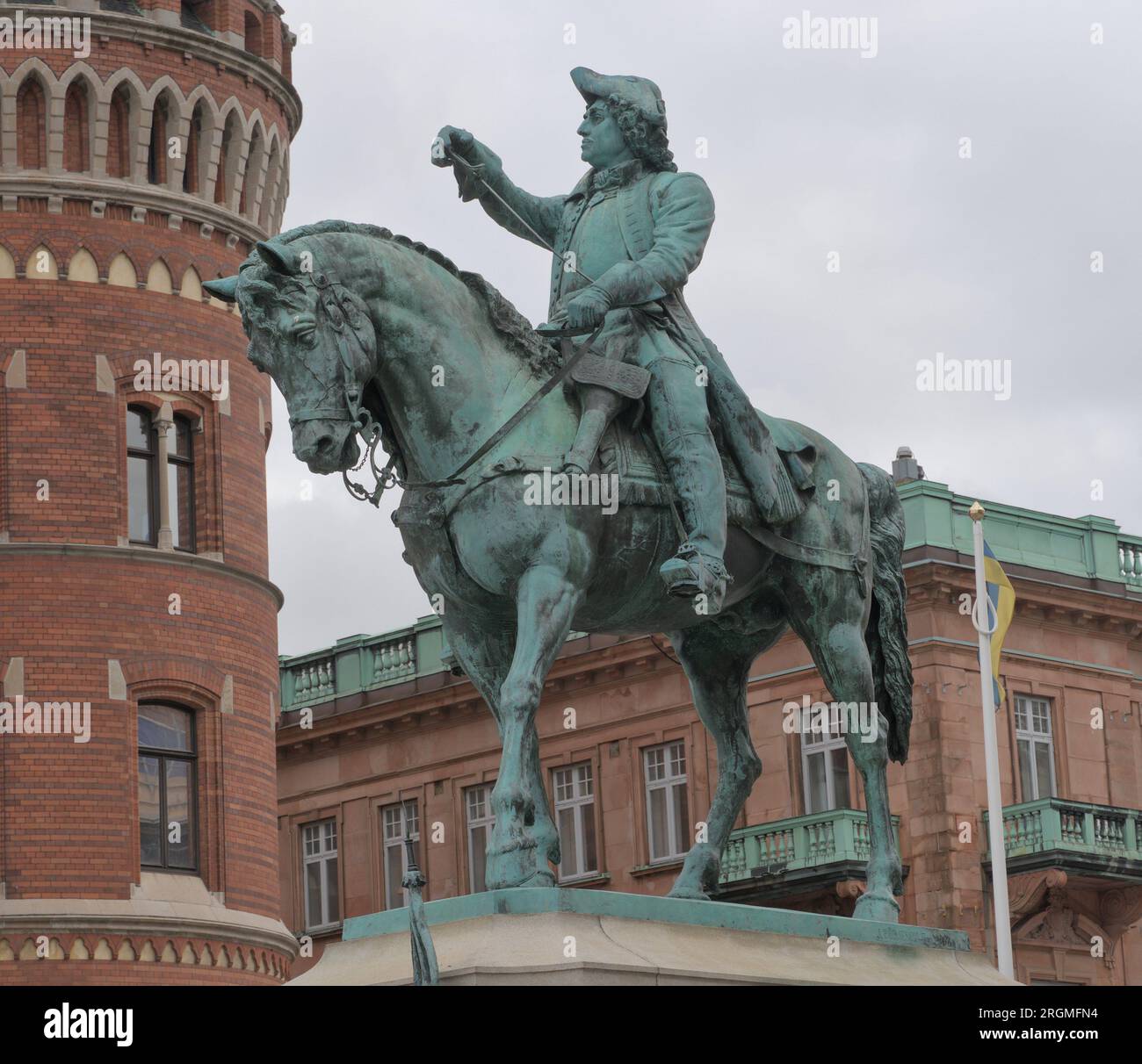 Statue from 1901 of Magnus Stenbock sitting on a horse in central ...