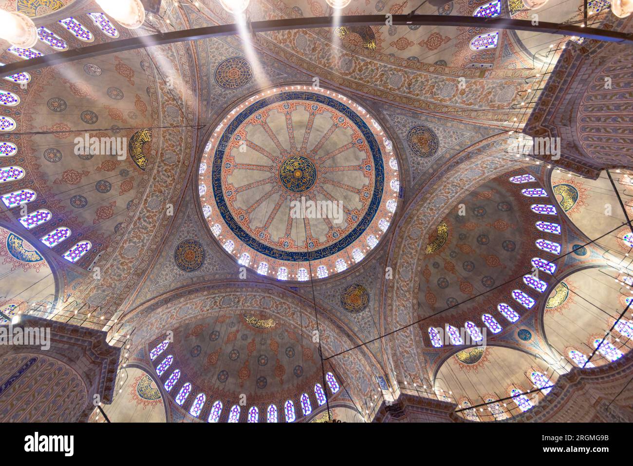 Interior view of Sultanahmet Mosque aka Blue Mosque. Islamic background ...