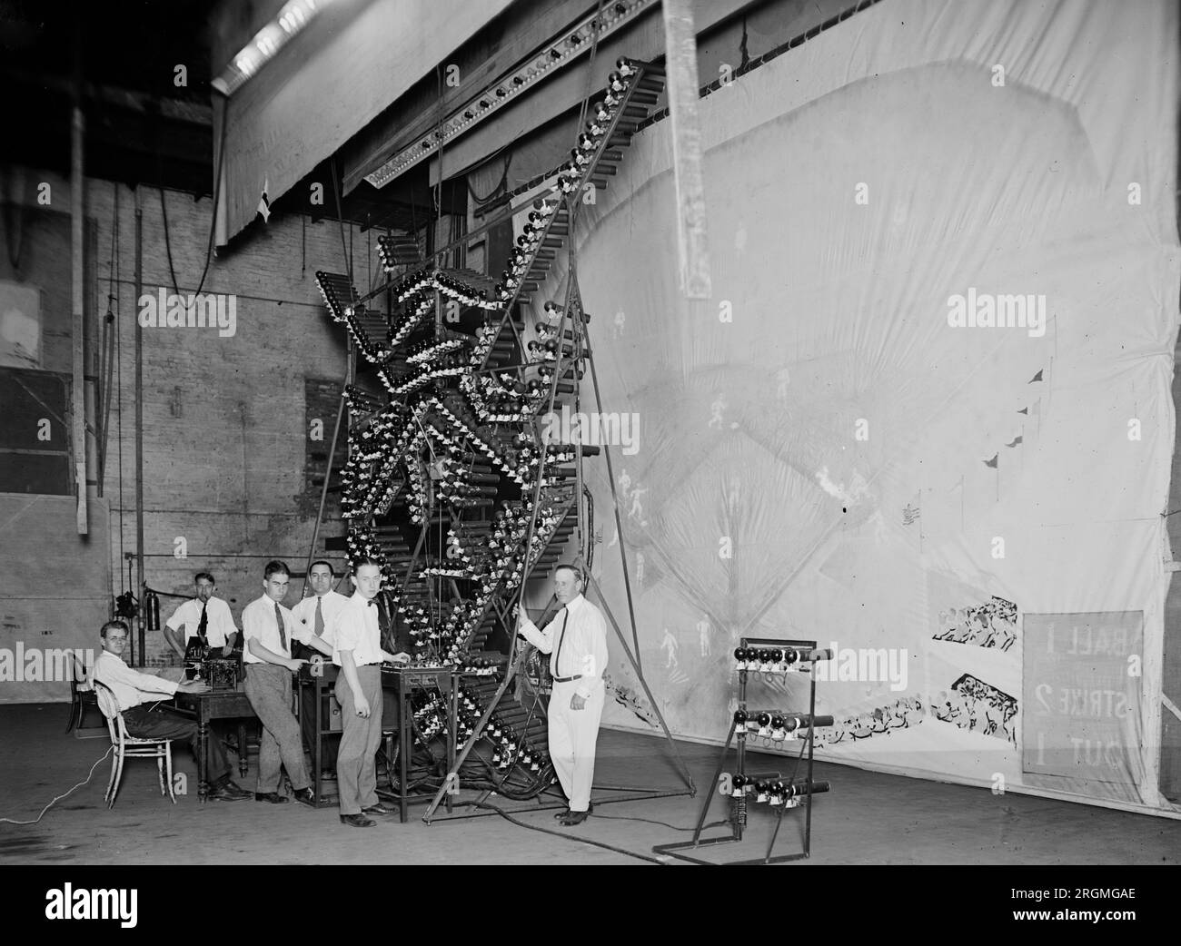 The latest in electric baseball scoreboards. George Coleman, inventor ...