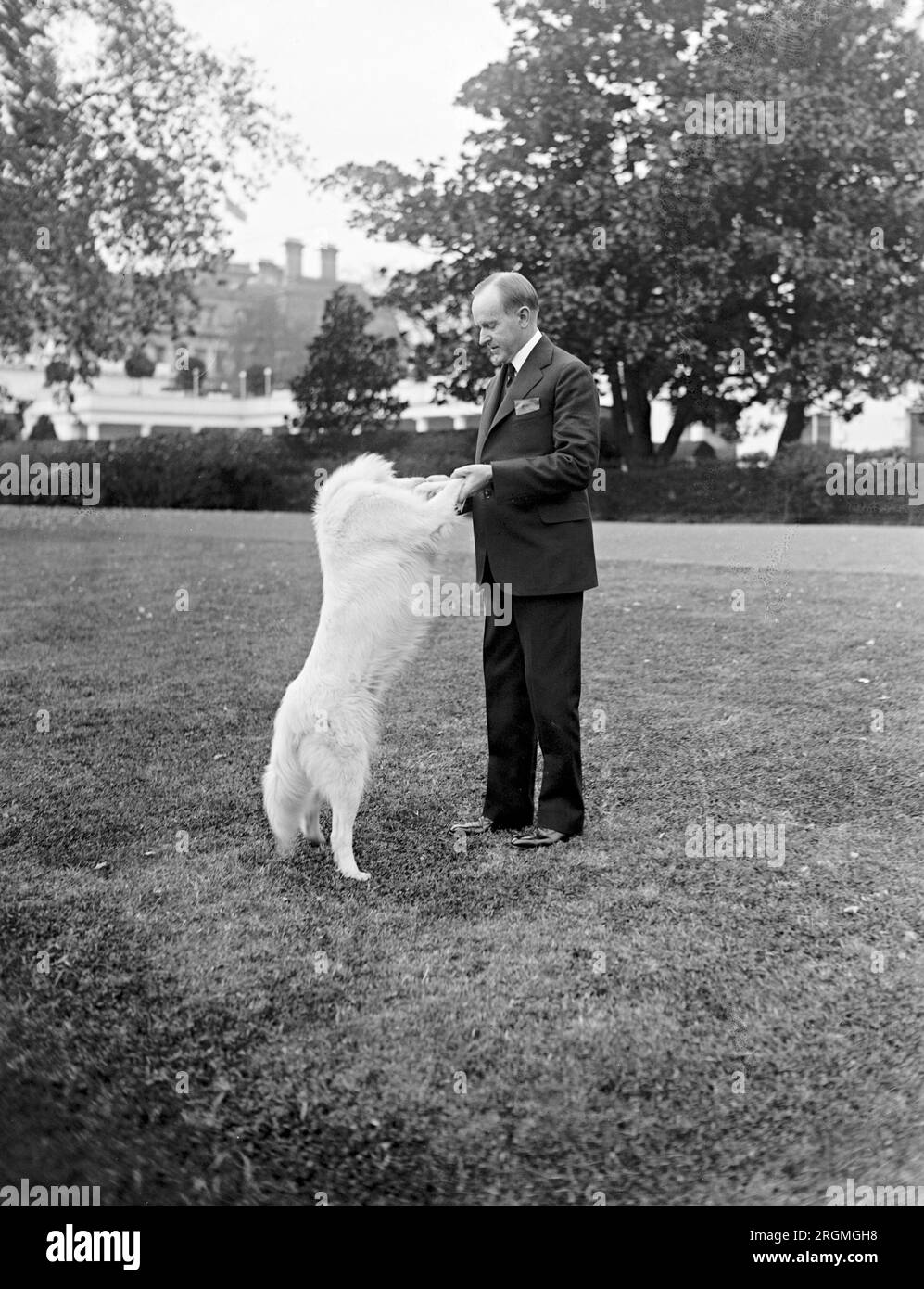 President Coolidge with his dog "Rob Roy" ca. 1924 Stock Photo - Alamy