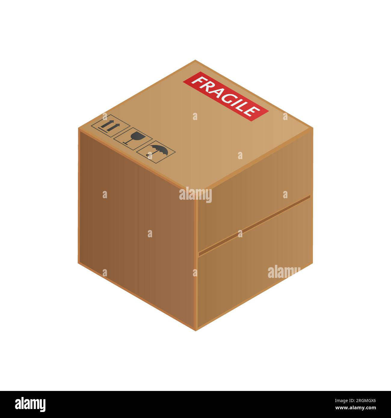 Cardboard box marked fragile realistic vector illustration isolated on white background Stock ...