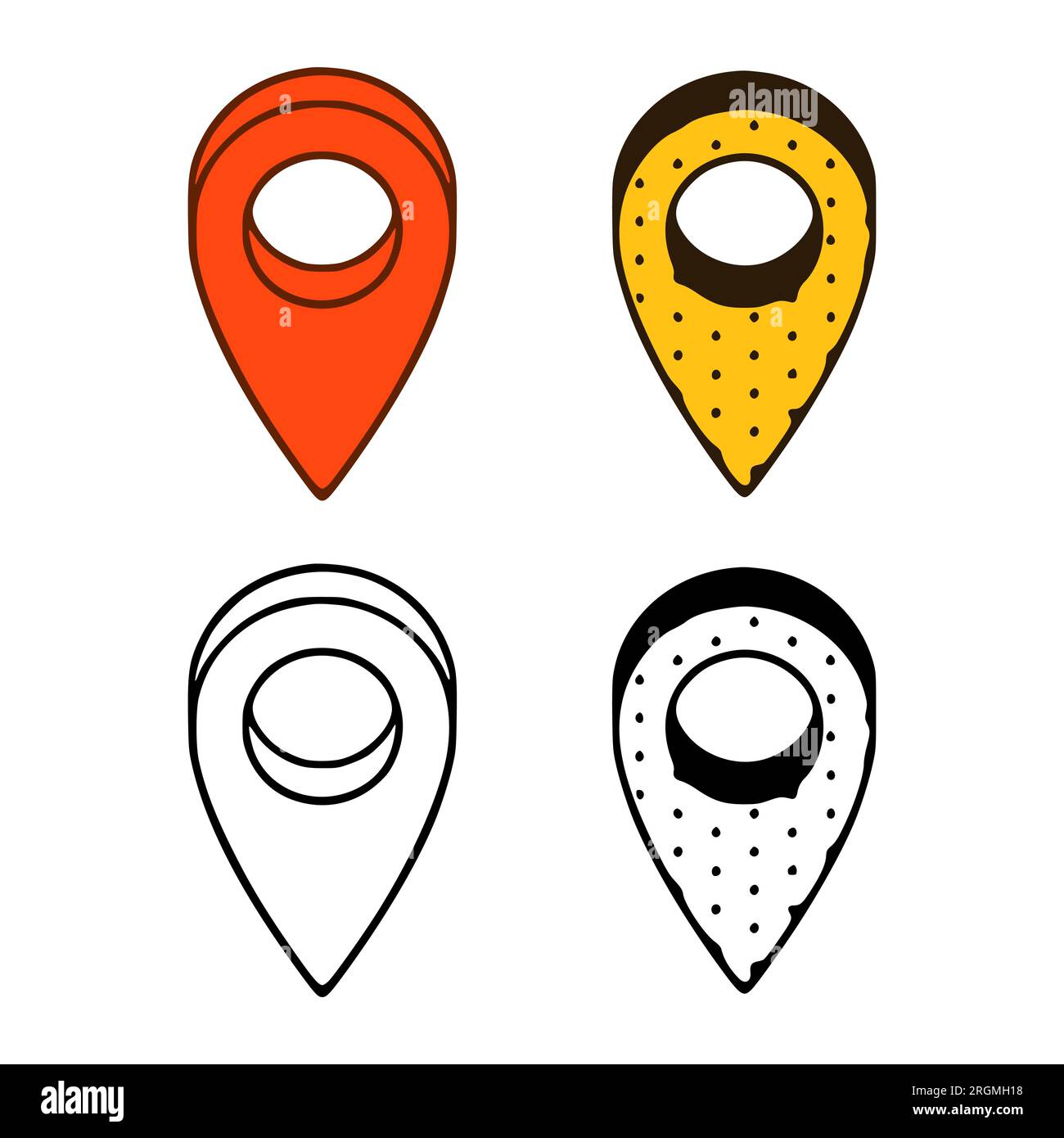 Set of location pins in different styles isolated on white background ...