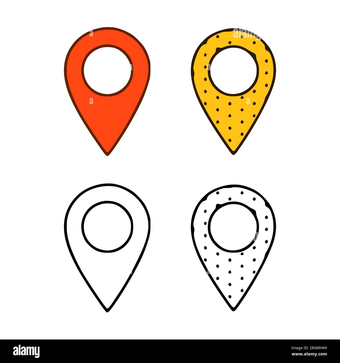 Set of location pins in different styles isolated on white background ...