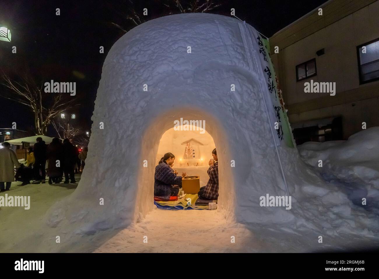Kamakura, local winter festival, snow dome(igloo), water god's shrine ...