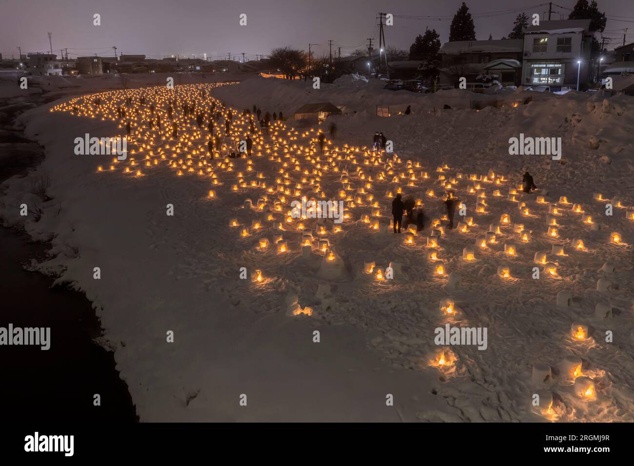 Kamakura, local winter festival, miniature snow domes(igloo), water god ...