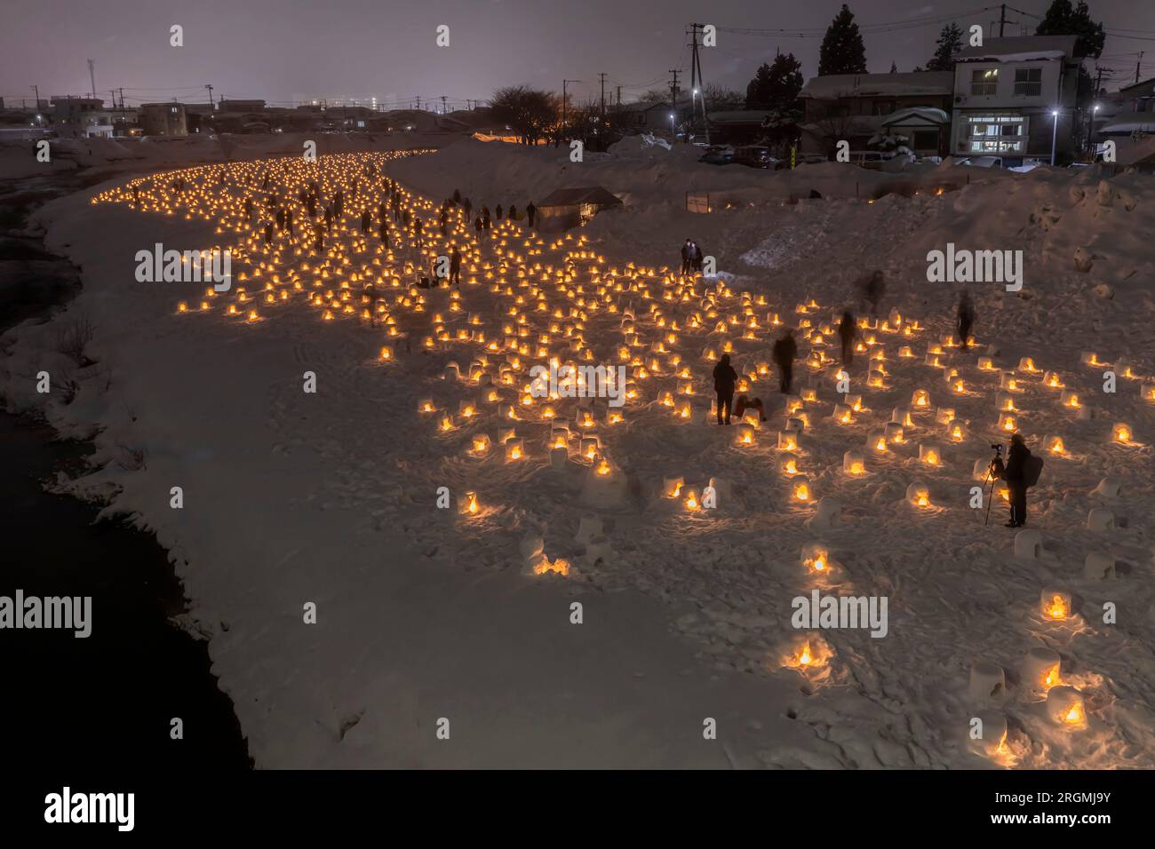 Kamakura, local winter festival, miniature snow domes(igloo), water god ...